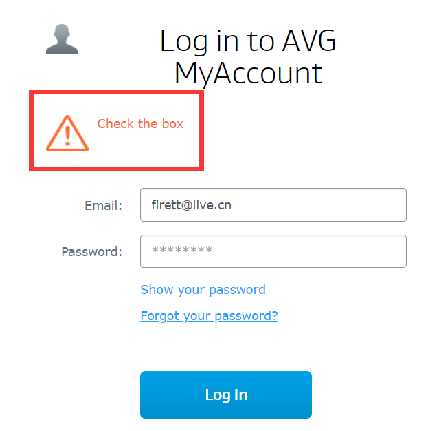I can not log in | AVG