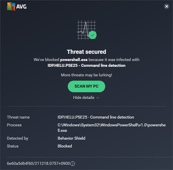 "IDP.HELU.PSE25" is detected. | AVG