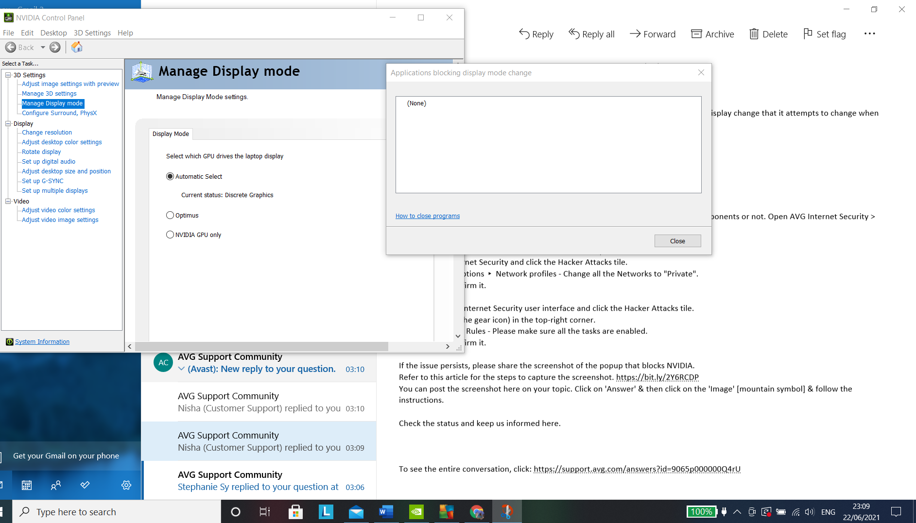 AVG blocking NVIDIA display change | AVG