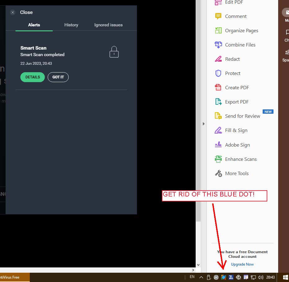 Strange blue circle in notification system tray icon | AVG